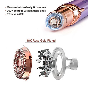 tuokiy Facial Hair Remover Replacement Blade Heads for Flawless Finishing Touch Facial Hair Remover,18K Rose Gold Plated Replacement Heads,3 Count