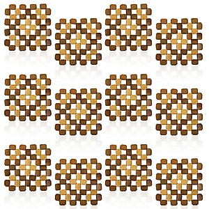 Tlence 12 Pack Bamboo Trivet Mat for Hot Dishes, 6.3'' Heat Resistant Kitchen Hot Pads, Wooden Table Counter Protector Set, Bamboo Coasters for Teapot Hot Dishes Pans, Table Décor Kitchen Gifts Idea