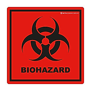 Biohazard Stickers- 5.5" x 5.5" Biohazard Labels (Pack of 10) - UV Coated Label- Biohazard Warning Sign for Labs, Hospitals and Industrial Use Universal Biohazard Symbol by Ignixia