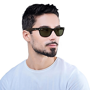 Ray-Ban RB2132 New Wayfarer Square Sunglasses, Tortoise/G-15 Green, 55 mm