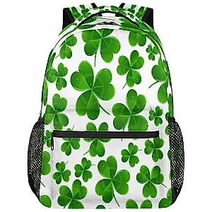 Fzsopd St. Patrick's Day Clover Backpack for Women Men Lightweight Daypack Rucksack Laptop Backpack Shoulder Bag for Travel Work Camping Sports