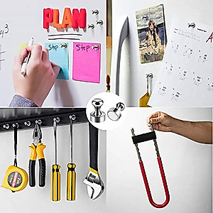 Refrigerator Magnet Push Pin - Rakizbe Brushed Nickel Steel Fridge magents, Magnetic Pushpins, Magnet Thumb Tacks, Magnets for Whiteboard, Kitchen, Office, Bulletin Board, Lockers (Sliver)