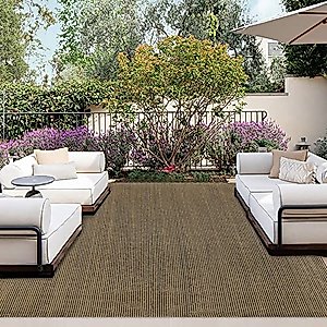 OutdoorLines Plastic Tarp Outdoor Rugs for Patio 8 x 10 ft - UV and Weather Resistant Patio Carpet, Stain Resistant Plastic RV Camping Mats for Porch, Garden, Camper and Picnic, Brown