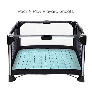 Pack n Play Sheets, BROLEX 2 Pack Mini Crib Sheets,Stretchy Portable Fitted Playard Sheet Set, Convertible Playard Mattress Cover,Ultra Soft Breathable Material,Arrow Owl