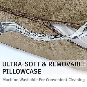 DOWNCOOL Pregnancy Pillow, U Shaped Body Pillow for Pregnancy, 55 Inch Khaki Maternity Pillow with Removable Cover for Sleeping,Support for Back, HIPS, Legs, Belly