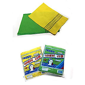 GOLDSANGSA-Korean Bath Towel Washcloth 20pcs/Body Scrub Genuine Exfoliating Bath Mitten Remove Dead Skin(Green)