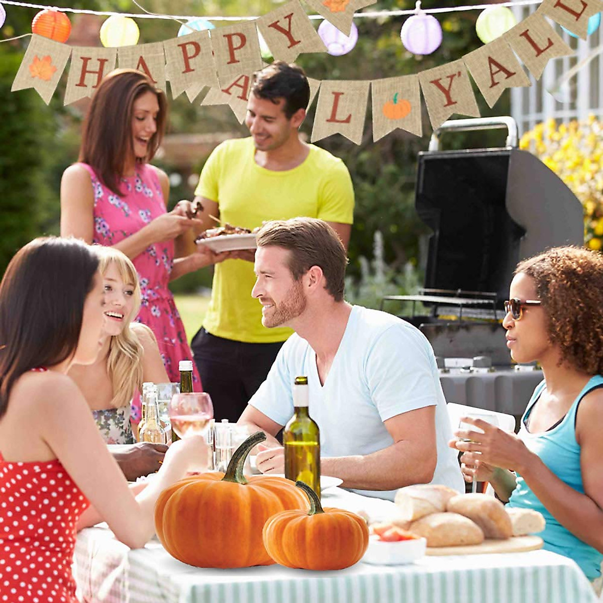 Happy Fall Yall Burlap Banner for Fireplace Thanksgiving Decor Fall Sign Mantel Autumn Rustic Maple Leaf Pumpkin Harvest Banner Decorations Home Wall Hanging Indoor Outdoor Office