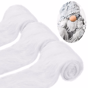 3 Pieces Christmas Faux Fur Ribbon White Fur Trim White Fabric Roll Soft Fluffy Fur Ribbon Plush for Christmas Tree Garlands Decor DIY Craft Costume Sewing 4 Inch x 5 Feet