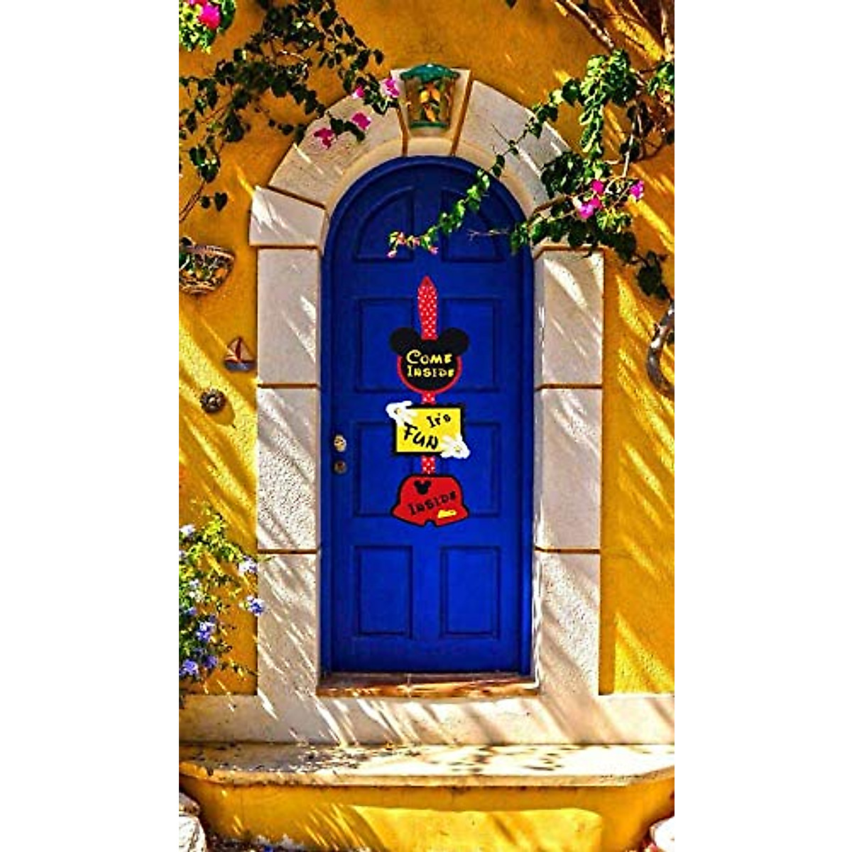 RORARO Mickey Mouse Birthday Welcome Door Sign Felt Decorations Welcome Hanger-Come inside its fun inside-Disney Decorations Supplies Birthday banner Party Favor