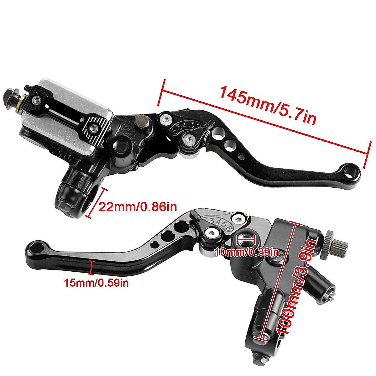 MRELC Universal Motorcycle 7/8" 22mm Handlebar Brake Master Cylinder Clutch Lever CNC Left & Right Set Compatible with Harley Honda Kawasaki Suzuki Yamaha（ Piston Diameter 12.7mm(Black)