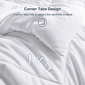 CozyLux Queen Size Bedding Comforter Duvet Insert - Quilted White Comforters with Corner Tabs, 1800 Series Soft Siliconized Fiberfill All Season Down Alternative Bed Comforter - Box Stitched