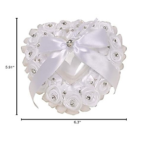 Amosfun Ring Bearer Heart Shape Bride Ring Cushion Ring Pillow for Wedding Engagement Ceremony Supplies