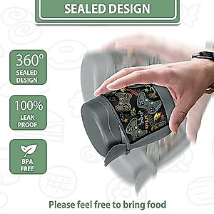 10oz Soup Thermo for Hot Food Kids,Lunch Thermo Kids Food Jar with Spoon Hot Insulated Food Containers,Leak Proof Stainless Steel Wide Mouth Lunch Food Thermo Jar for School(Black-Game Console)