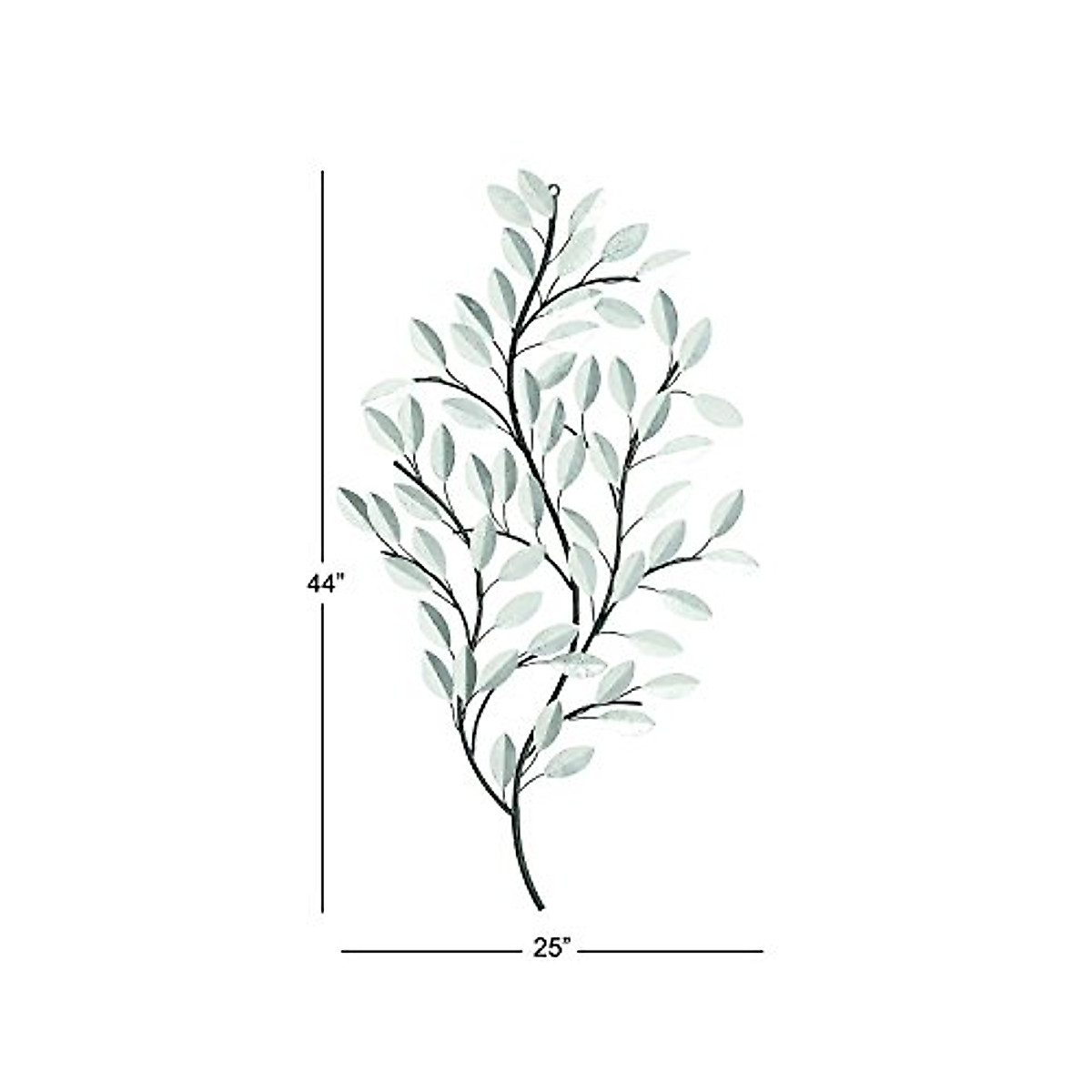 Deco 79 Metal Leaf Wall Decor, 25" x 2" x 44", Silver