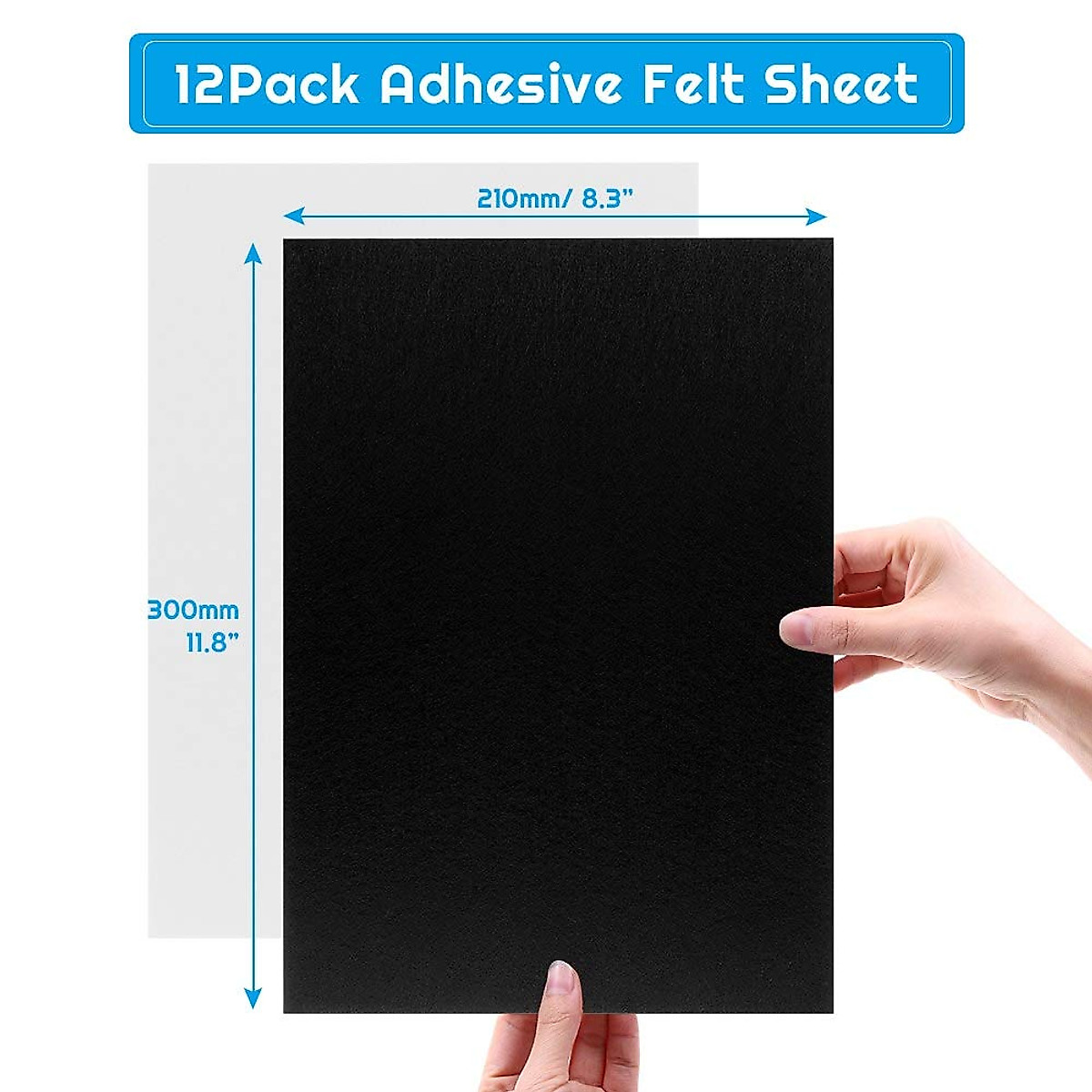 Adhesive Felt Sheet, Shynek 12 Pieces Black Felt Fabric Adhesive Sticky Back Felt Sheets for Art and Craft Making