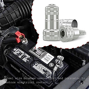 HAOBO 2PCS Battery Terminal Cleaners, 10 pcs Battery Terminal Anti-Corrosion Fiber Washers, Battery Terminal Brush Universal Automotive Accessories Fits for Car, Marine, Boat, RV Battery