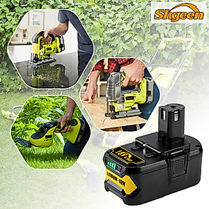 Masione 2-Pack 5.0Ah Replacement for Ryobi 18V Battery Lithium-Ion Compatible with P108 P102 P103 P105 P107 P109 P122 Batteries