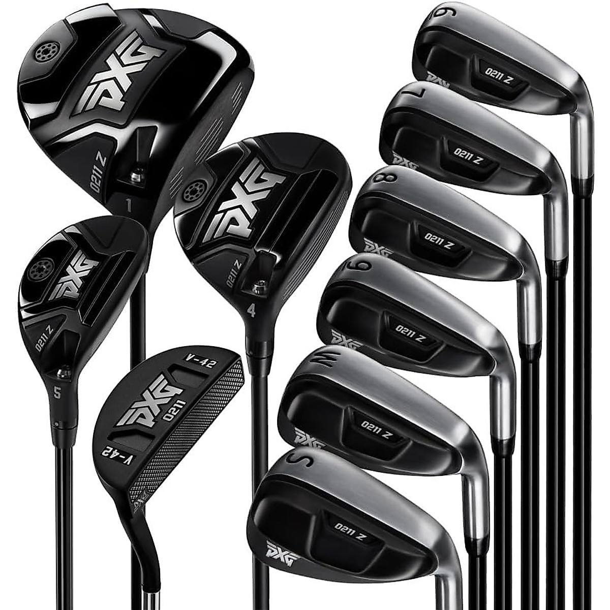 PXG 0211Z Golf Clubs - 10 Club Complete Golf Club Set with Irons, Driver, Fairway, Hybrid, and Putter with Graphite Shafts