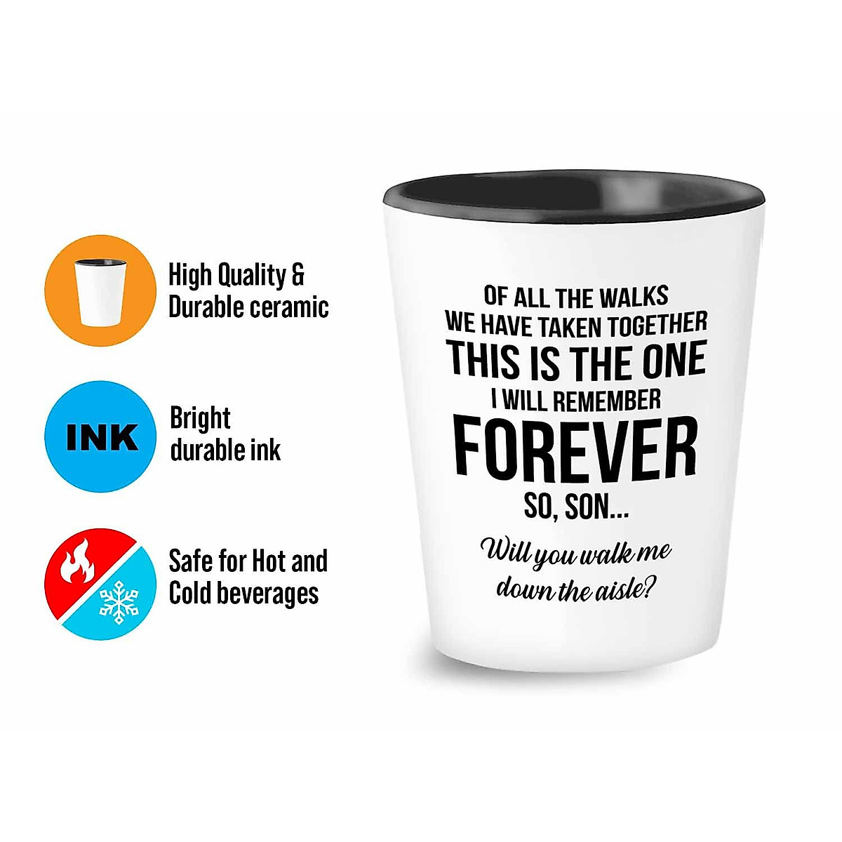 Proposal Shot Glass 1.5oz - Personalized Son Walk Me Down the Aisle - Dad Romantic Marriage Relationship Fiancee Engagement Wedding Day Step Dad Future Husband Wife