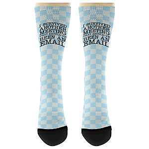 ThisWear Funny Office Gifts For Women I Survived Another Meeting That Should Have Been An Email 1-Pair Novelty Crew Socks