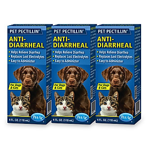Pet-Ag Pet Pectillin Anti-Diarrheal - 4 oz, Pack of 3 - Helps Relieve Diarrhea or Loose Stool in Dogs and Cats - Replaces Lost Electrolytes - Easy to Administer
