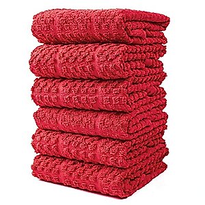 RIANGI Red Kitchen Towels Set of 6 Size 16x26 Inches Super Absorbent Kitchen Towels Red Dish Towels for Kitchen Towels Cotton Terry Cloth Kitchen Towels Dish Drying Towels - Red Dish Cloths