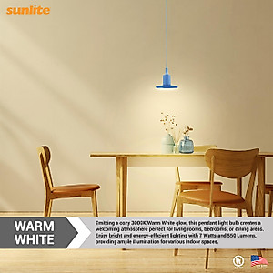 Sunlite LED UFO Pendant Light Bulbs, 11 Watts, 800 Lumens, 3000K Warm White, Medium E26 Base, 120 Volts, 110 Degree Beam Angle, UL Listed, Indoor, Blue