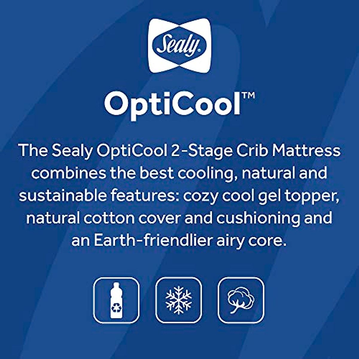 Sealy OptiCool Dual Firm Cool Gel Memory Foam Waterproof Baby Crib Mattress and Toddler Mattress, Sustainable and Breathable Cover, Greenguard Air Quality Certified - Made in USA, 52"x28"