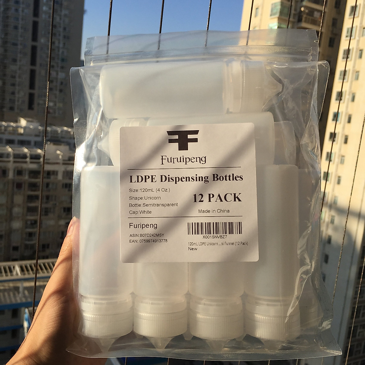 FURUIPENG 120mL LDPE Unicorn Plastic Thin Tip Dropper Bottles 4oz Free Mini Funnel (12 Pack)