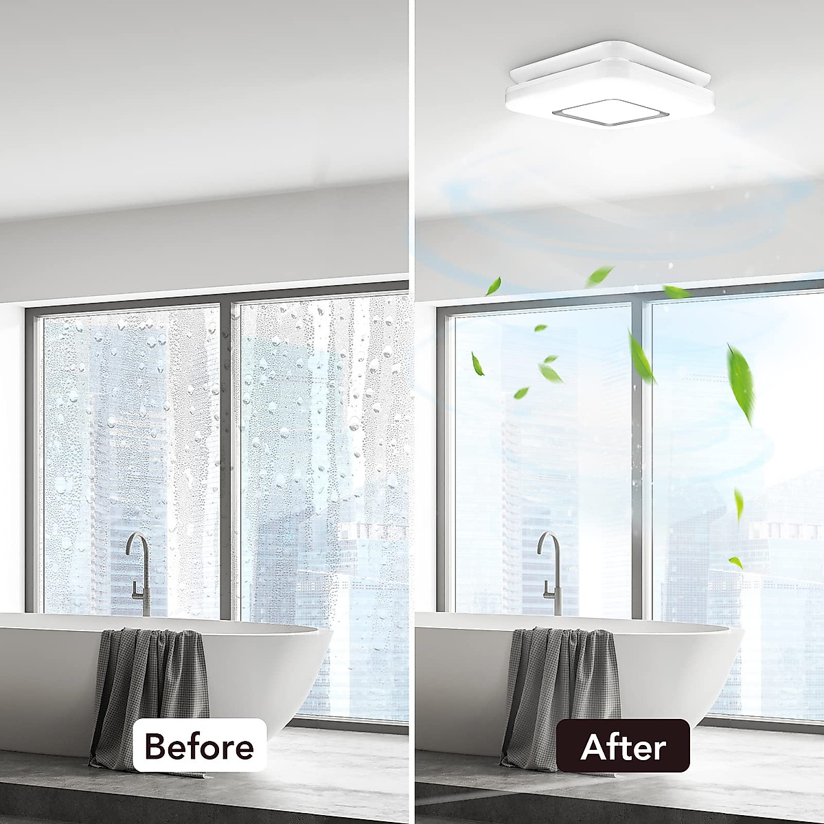 OREiN Bathroom Exhaust Fan with Light, 110 CFM 2.0 Sones, 27W Bathroom Fan with Light for Home, 1500lm LED Light 3000K/4000K/5000K Selectable & Nightlight, FCC/ETL Listed, Bathroom Fan Light Combo