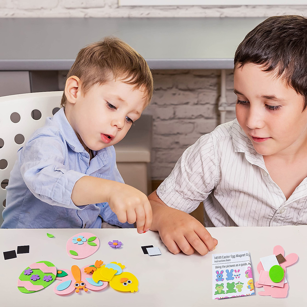 JOYIN 24 Pcs Foam Easter Egg Magnet Craft Kit, Easter Craft Kits DIY Animal and Egg Magnet Set for Kids Favor Classroom Homeschool Art Decor, Art and Craft Supplies Party Favors