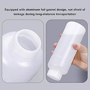 10Pcs 33.82oz/1000ml Plastic Bottles, Lab Cylindrical Chemical Reagent Bottle, Wide Mouth Laboratory Reagent Polyethylene Bottle Sample Sealing Liquid Storage Container for Food Store Translucent
