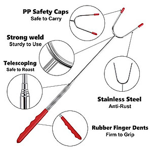 Liund Marshmallow Roasting Sticks, Smores Skewers for fire Pit Set of 4 Sturdy Stainless Steel, Multi-Color, Telescopic 45-inch Premium Safe Roasting Sticks for BBQ/Bonfire/Campfire/Hotdog/Grilling