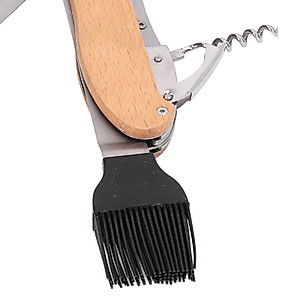 Grill Tools for Outdoor Grill, BBQ Tool Set 5 in 1 Multifunction Foldable Portable Spatula Brush Fork Bottle Opener Stainless Steel Grill Combo Set