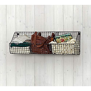 Spectrum Diversified Mount Triple Wire 3 Storage Bins Decor & Entryway Organization, Rustic Farmhouse Wall Basket, Industrial Gray