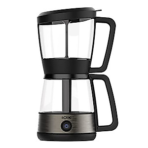Solac SIPHON BREWER 3-in-1 Vacuum Coffee Maker, Tea Brewer & Water Boiler, Brushed Stainless Steel and Black, 30 oz