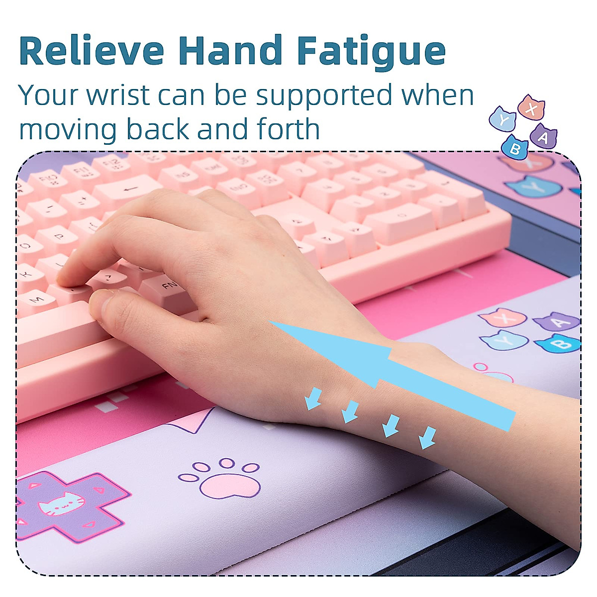 GeekShare Cute Wrist Rest Support Mouse Pad Set- Non-Slip Rubber Base and Lightweight Memory Foam Wrist Rest for Keyboard and Mouse, Perfect for Gaming,or Home Office Work(Mousepad & Wrist Rest)