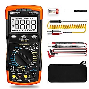 Digital Multimeter TRMS 6000 Count, BTMETER BT-770M Auto/Manual Ranging DMM Electrical Meter Tester for AC/DC Amp, AC/DC Volt, Ohm Capacitance Frequency Continuity Temperature NCV, Auto Backlight