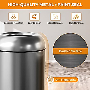 BEAMNOVA Bundle Black 15 x 31.5 in + Metallic 12 * 28 in Diamond-Shape Commercial Stainless Steel Trash Can with Lid Garbage Enclosure Inside Barrel Heavy Duty Waste Container