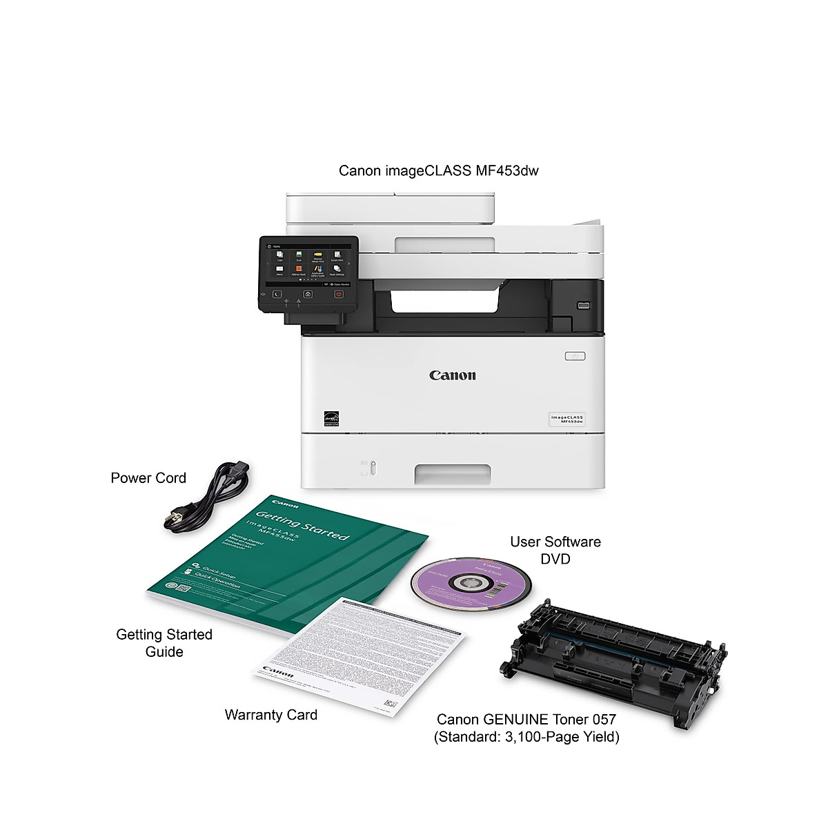 Canon imageCLASS MF453dw All-in-One Wireless Monochrome Laser Printer | Print, Copy, & Scan| | 5" Color Touch LCD | One Pass Duplex Scan