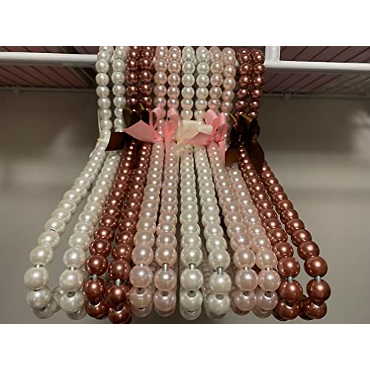 Pearl Clothes Beads Hangers for Kids Baby Girl Infant Toddler Childerns for Fancy Dress Closet Hanger Elegant Gift Ideas Metal Hangers (5 Pack) White