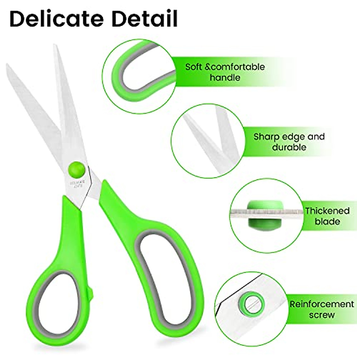Scissors Bulk 24-Pack, BURVAGY 8" Multipurpose Sharp Scissors for School Office Home，All Purpose Scissors Stainless Steel Blades Safety Soft Grip Handles,Right/Left Handed…