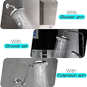 HOPOPRO High Flow Shower Head - High Pressure Rain - 7 Inch Rainfall Spray Shower Head - Tool-less 1-Min Installation - Adjustable Bathroom Shower Head Replacement with Luxury Modern Chrome Look