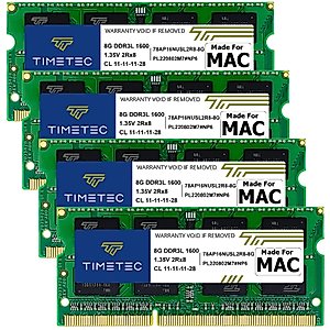 Timetec 32GB KIT(4x8GB) Compatible for Apple DDR3L 1600MHz PC3L-12800 CL11 for iMac (Mid 2011, Late 2012, Late 2013, Late 2014 Retina 5K, Mid 2015 Retina 5K) SODIMM Memory Module MAC RAM Upgrade