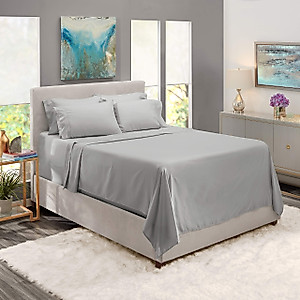 Nestl Extra Deep Pocket King Sheets Set - 6 PC Soft Microfiber Extra Deep Pocket King Size Sheets - Fade Resistant Bedding Sheets & Pillowcases - King, Silver Light Gray