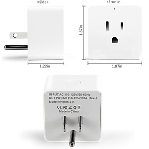 Seamless Home Automation Smart Plug – 3-Prong Grounded Outlet, Remote Control for Electrical Devices, Compatible with Alexa and Google Home, Effortless Convenience, Pack of 4