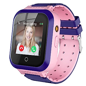 4G Kids Smart Watches, IP67 Waterproof LBS WiFi GPS Tracker Children Smartwatch Phone Call for Boys Girls, Touch Screen Cellphone Camera Voice Video Chat Anti-Lost SOS Learning Toy (Pink)