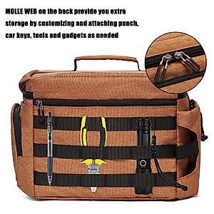 Scorlia Insulated Lunch Bag for Men/Women, Leakproof Lunch Box for Office Work School Picnic Hiking Beach, Reusable Cooler Tote Bag with Adjustable Shoulder Strap and Large Water Bottle Holder - Brown