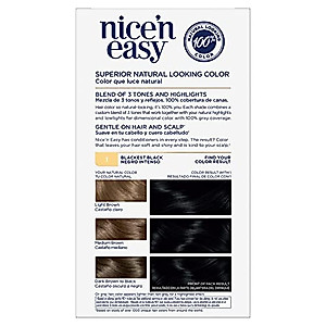 Clairol Nice'n Easy Permanent Hair Dye, 1 Blackest Black Hair Color, Pack of 1