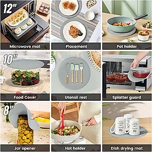 Foghut Multi-use Microwave Mat, 3 Pack Trivets, Hot Pad, Pot Holders, Place Mat, Utensils Rest, Silicone Cover Pad for Kitchen Counter (Non-Slip, Heat Resistant, Dishwasher Safe)